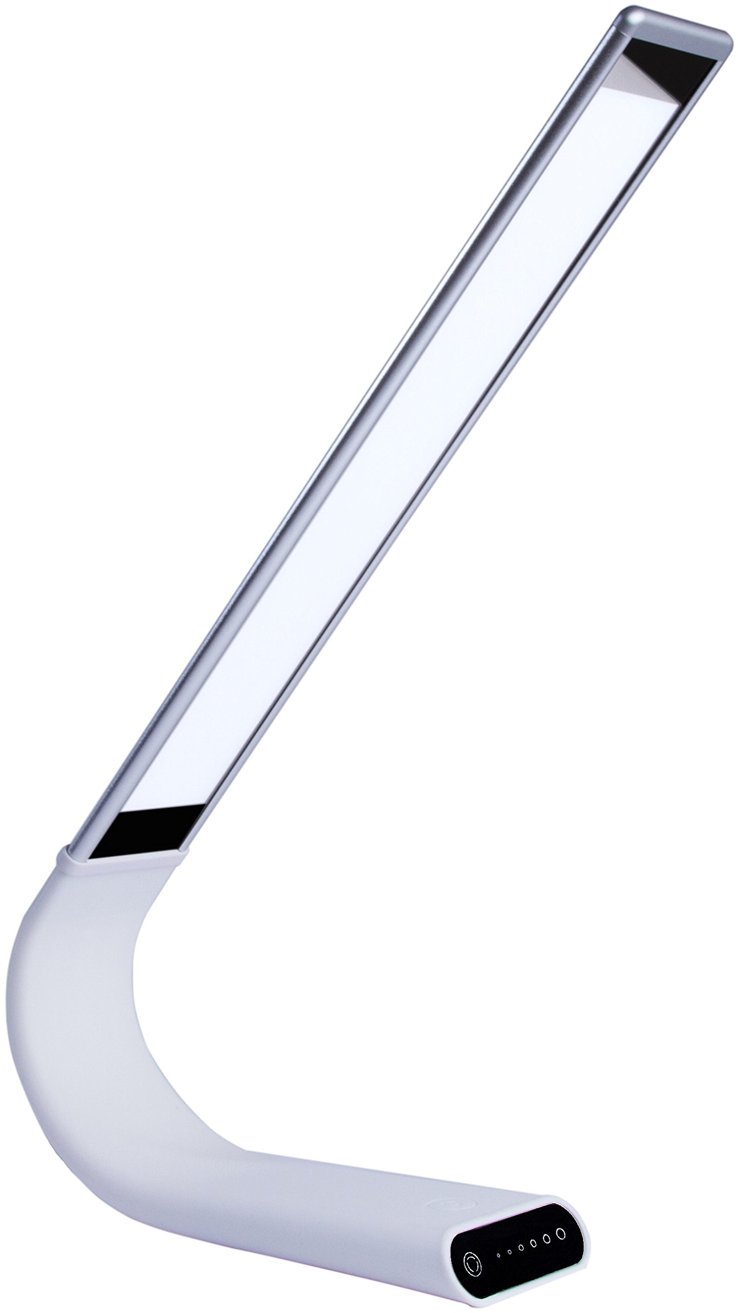 Luxe Cordless Eye Friendly LED Desk Lamp, USB Rechargeable up to 40 Hours of Continuous Light, Touch Control 6 Brightness Levels 3 Light Modes 360° Adjustable Modern Design Portable (Silver) (Silver)