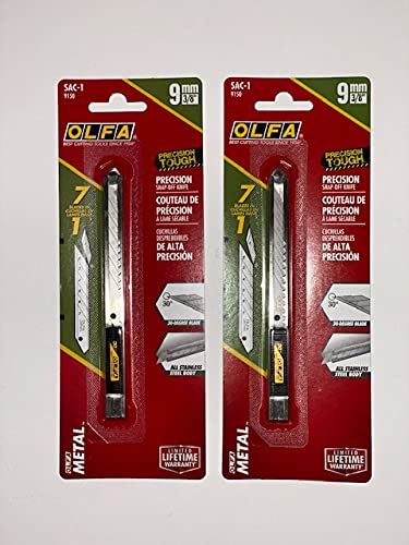 O L F A OLFA 9150US SAC-1 9mm Stainless Steel Auto-Lock Graphics Knife, Silver ( PACK4) 9159
