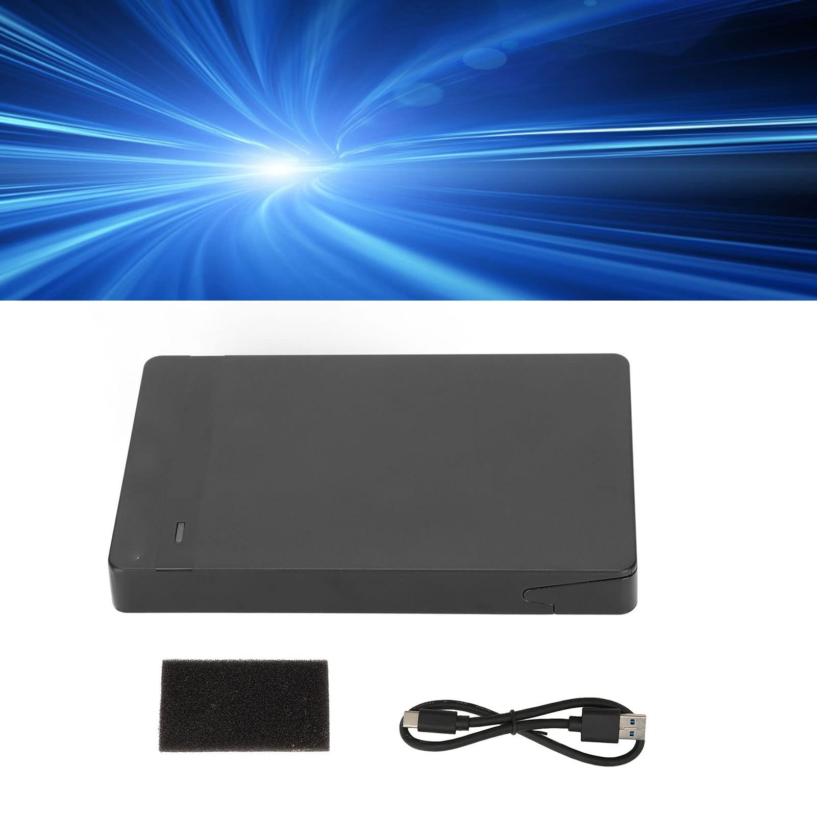 Portable 2TB Hard Drive Enclosure Rugged Design TypeC Hard Drive Enclosure 10Gbps Streaming Laptop to PC (Black)