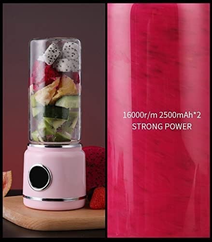 MXJCC Personal Blender Cup, Portable Blender for Shakes and Smoothies, Luium Mini Blender USB Rechargeable, with 6 Blades for Travel, Kitchen, Gym, Office (Color : Pink)