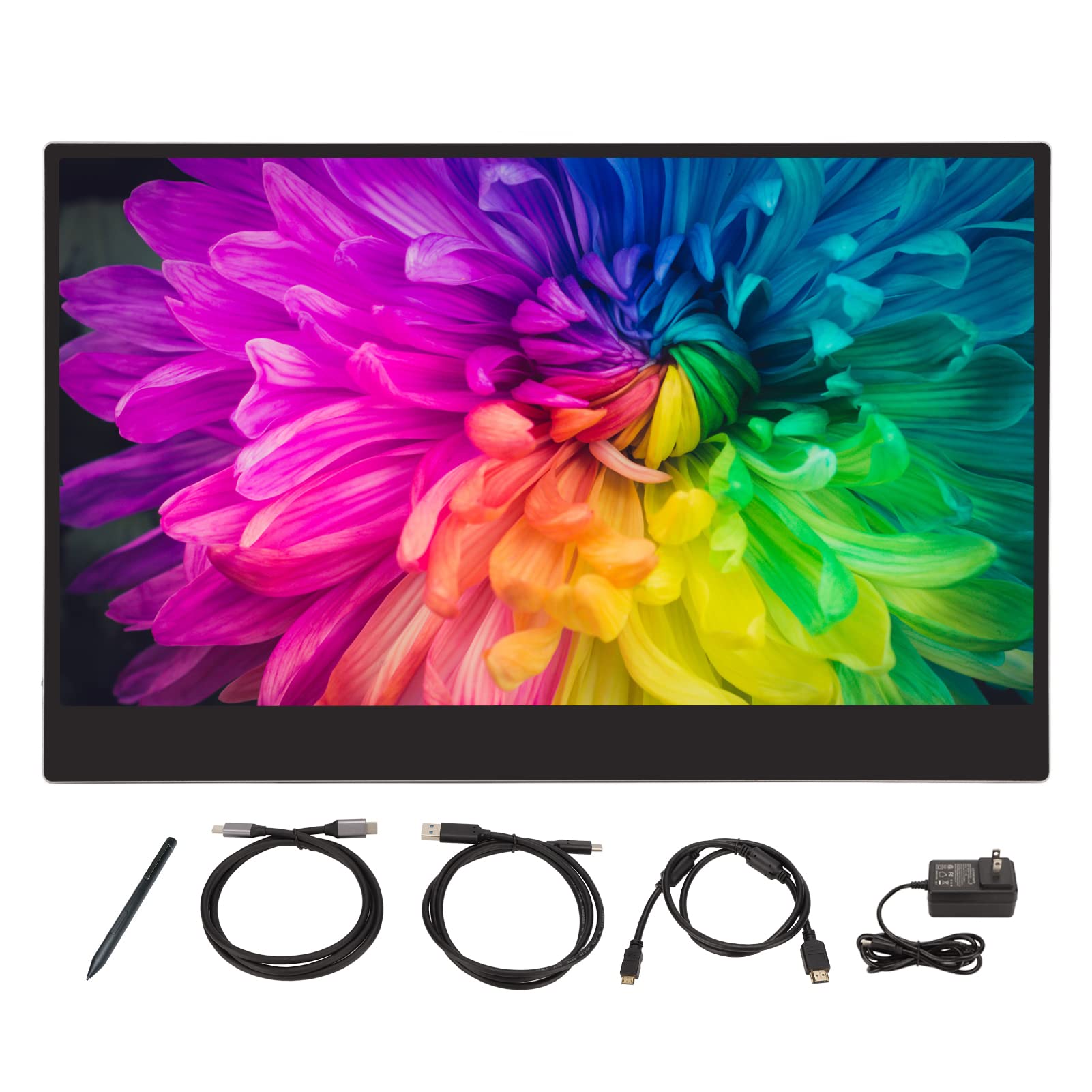 Portable 4K Display 15.6 Inch Portable Monitor Wide Stand Wireless Screen Projection with Ultranarrow Frame for Entertainment (US Plug)