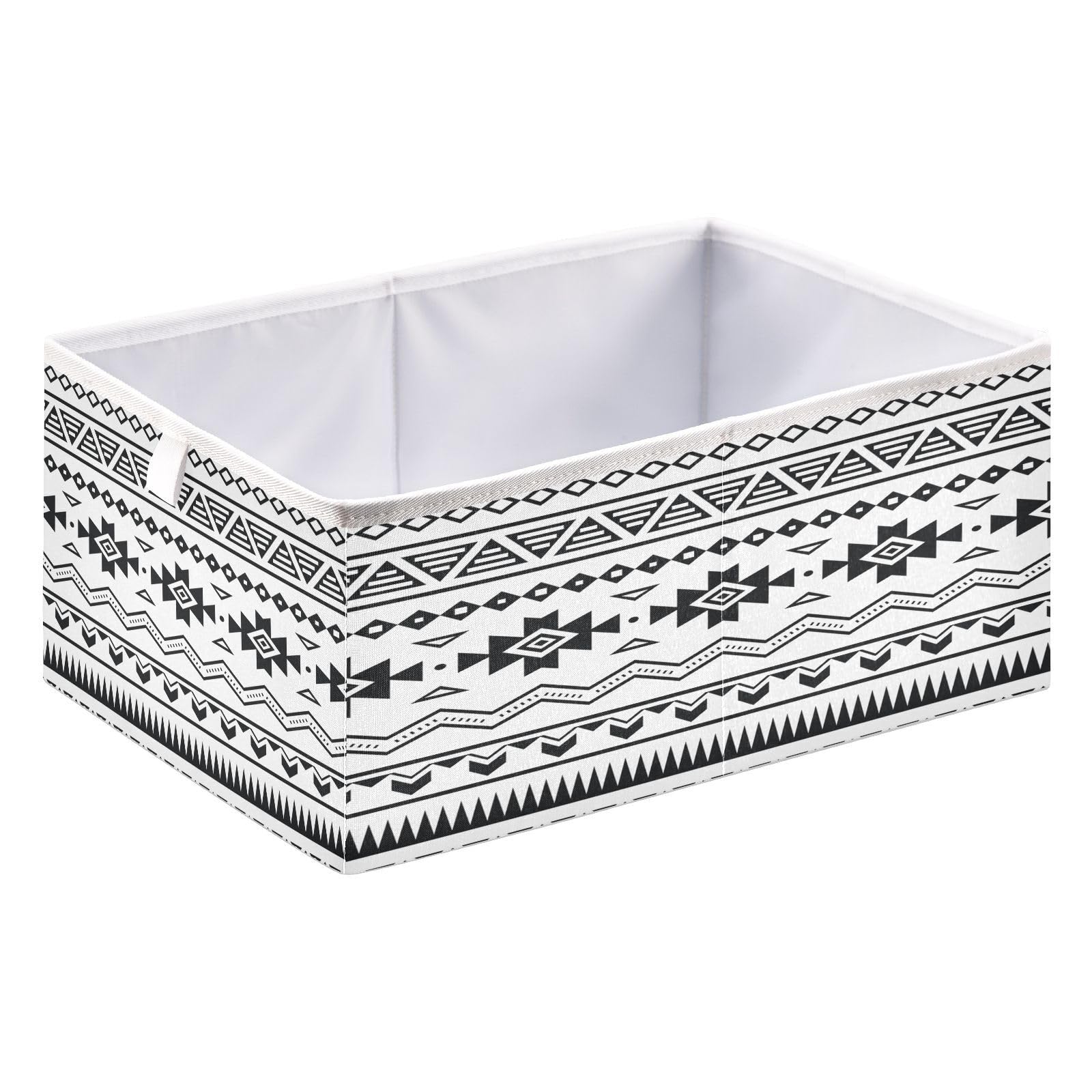 Kigai Tribal Aztec Navajo Black Cube Storage Bin - 11x11x11 in - Large Collapsible Fabric Cube Basket Organizer for Closet Shelves Bedroom