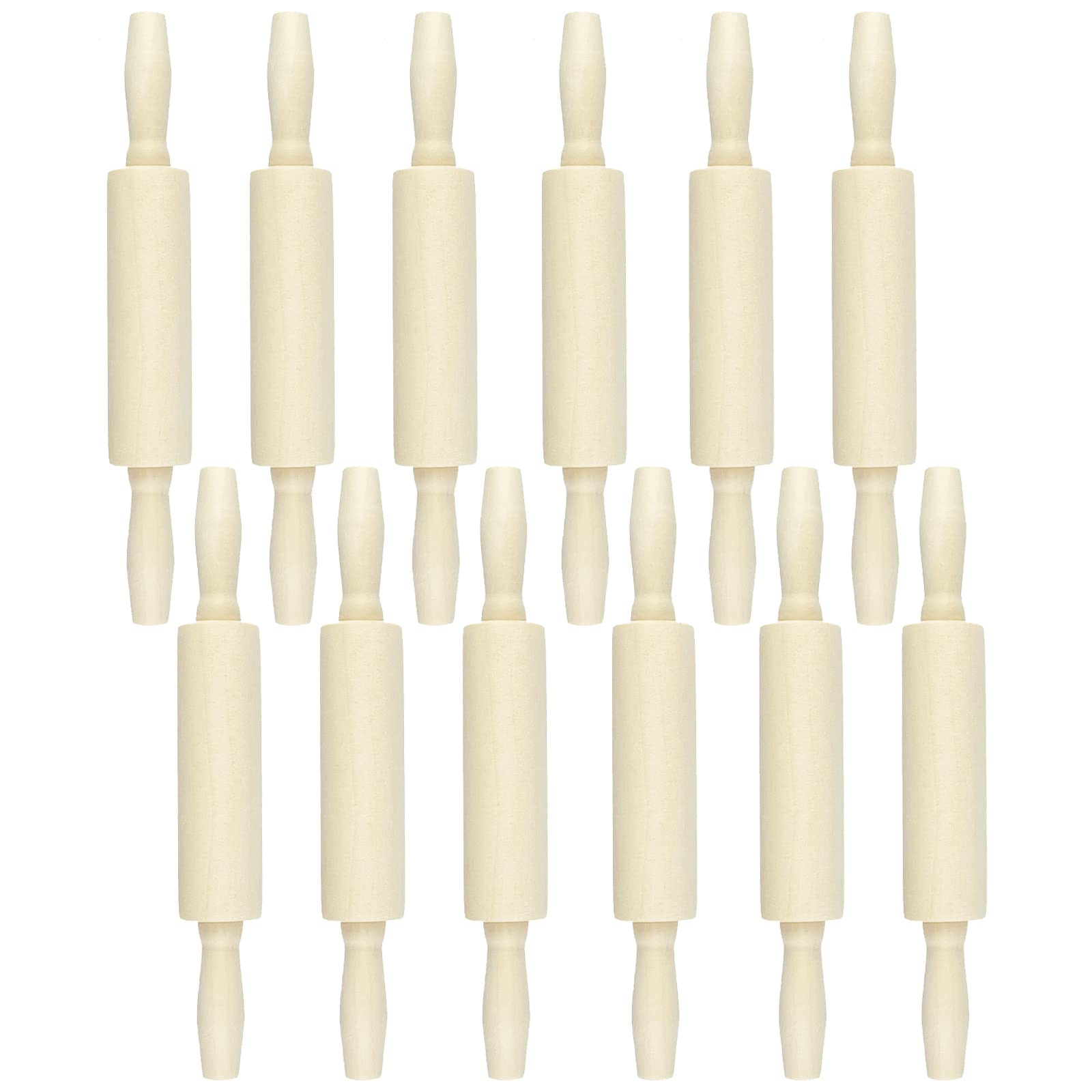 Miokun 12 Pack Wood Small Rolling Pin for Kids, 7.9 Inch Kids Rolling Pin for Home Kitchen (7.9 Inch)