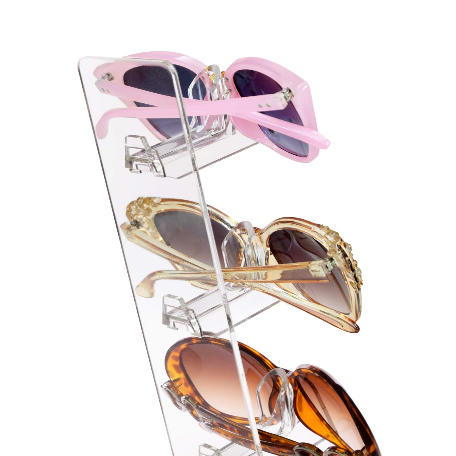MOOCA Acrylic Eyeglasses Frame and Sunglasses Display Stand, Sunglasses Rack, Sunglasses Display, Sunglasses Stand, Acrylic Sunglasses Holder, Fit for All Glass Sizes, 3 Frames