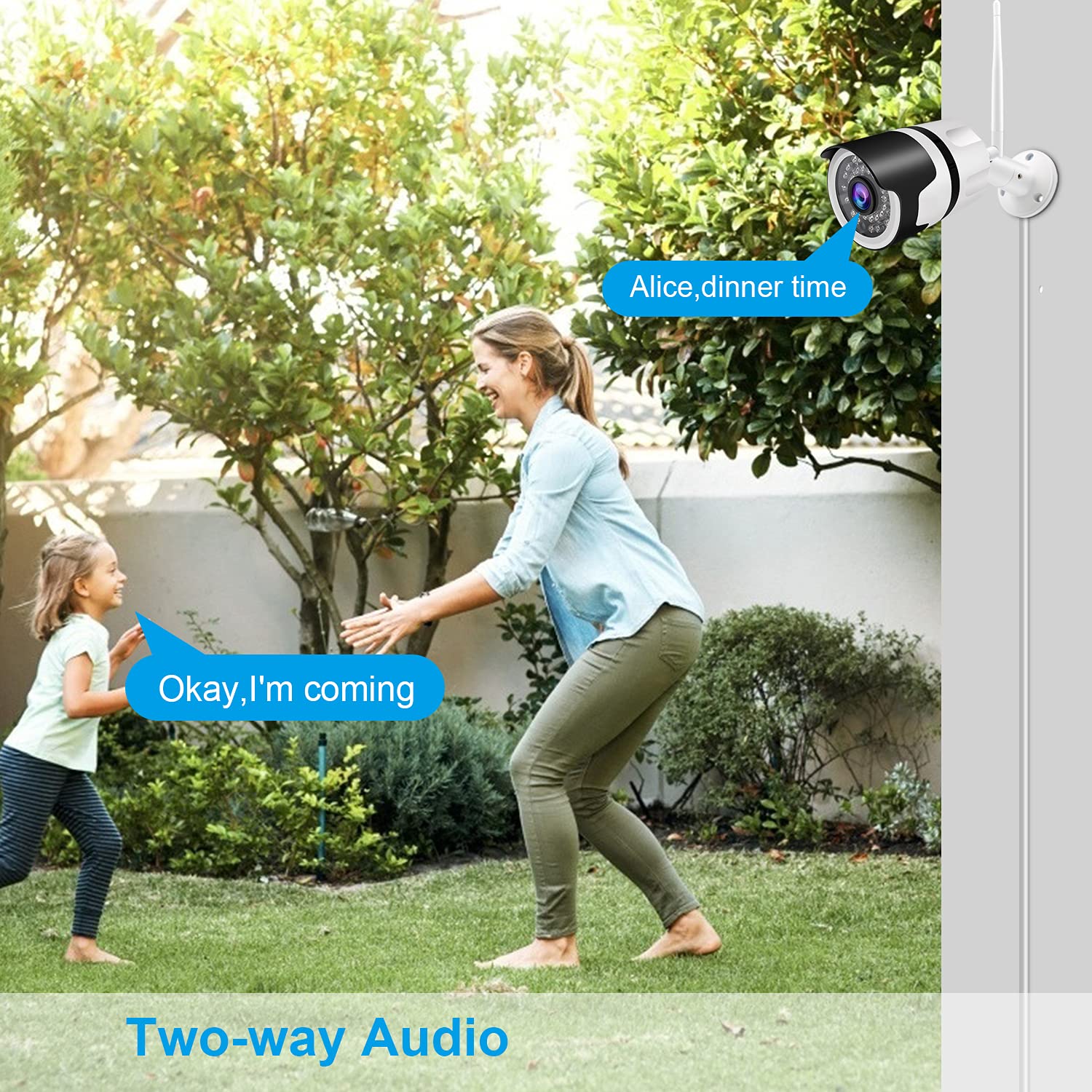 Outdoor Security Camera, 1080P Camera Surveillance with IR Night Vision Waterproof Wireless Security Camera, Two-Way Audio, Motion Detection, Smartphone Compatible