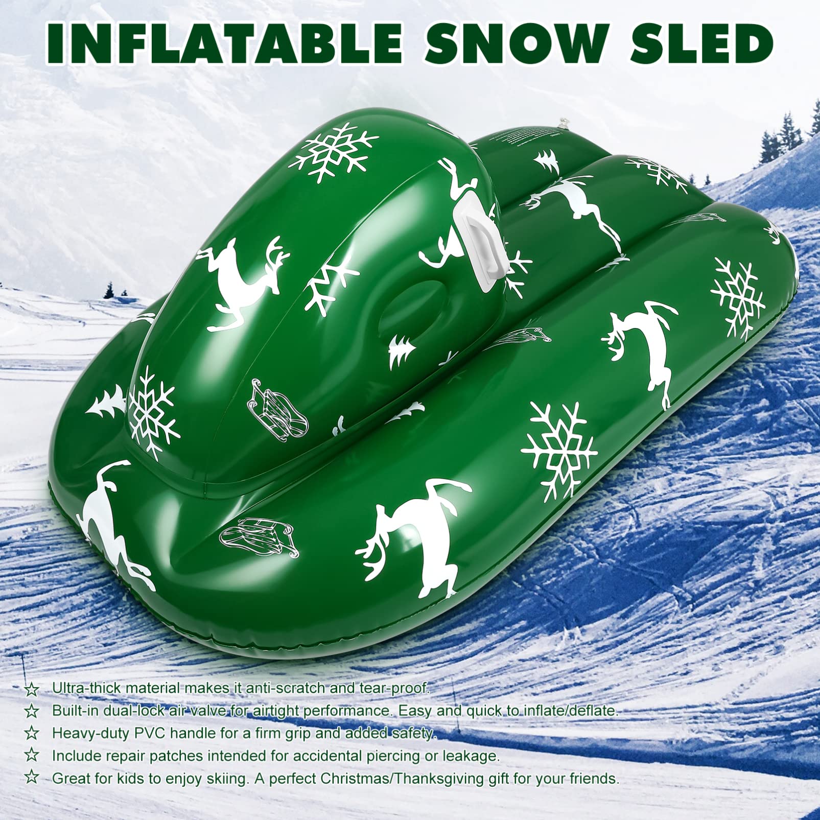 LIOOBO Inflatable Snow Sled Snowmobile Wearproof Snow Sled Snow Tube Winter Christamas Gift