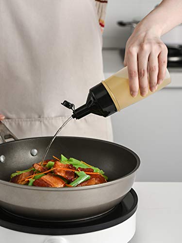 MXY Syrup Squeeze Bottle Salad Vinegar Ketchup Condiments Dispenser Olive Oil Soy Sauce Bottle Honey Container with Lid 250ml (White)
