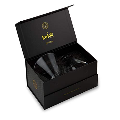 JoyJolt Aqua Vitae Martini Glass Set of 2. Crystal Glassware, Round Drinking Glasses with Off Set Base. Stemless Cocktail Glasses and Dessert Glasses. Unique Christmas Gifts