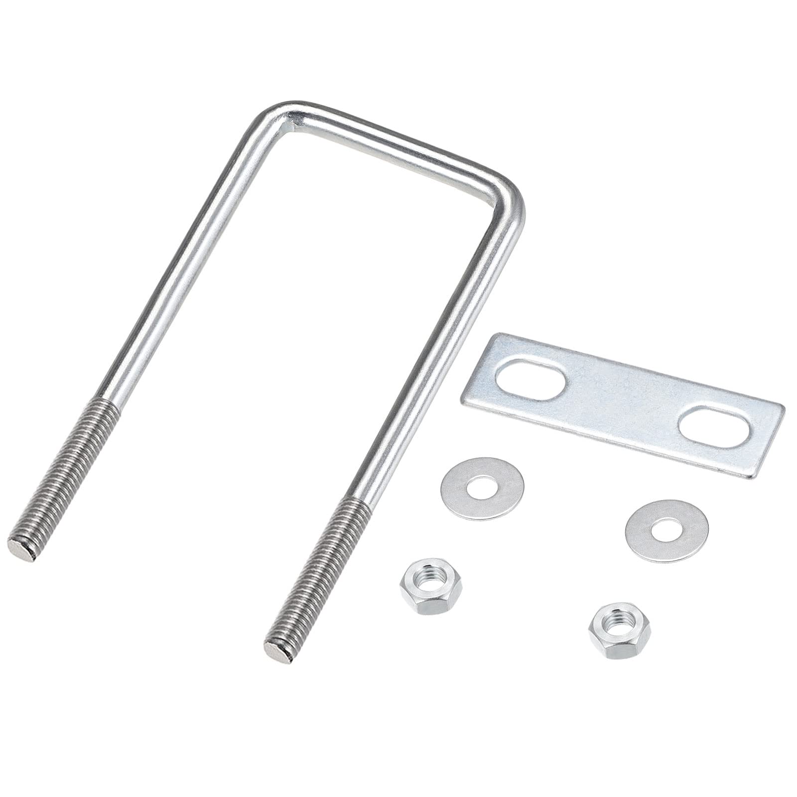METALLIXITY U Bolts (M8x50x150mm), Square U Bolt Carbon Steel with Accessories - for Construction, Pipe