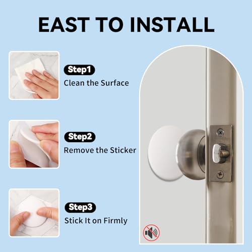 JULBEAR Door Stopper Wall Protector, 12PCS Door Knob Stoppers Wall Protector with Strong Back Adhesive,Quiet, Shock, Absorbent Silicone, Door Handle Bumpers and Protect Wall Surfaces (Round 2 inch)