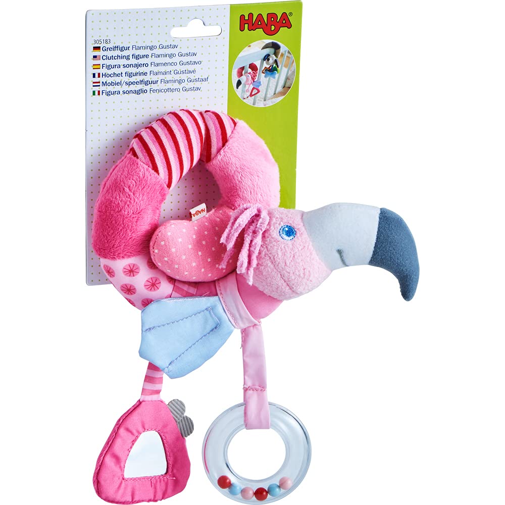 HABA Flamigo Gustav - Soft Plush Clutching Spiral Activity Figure
