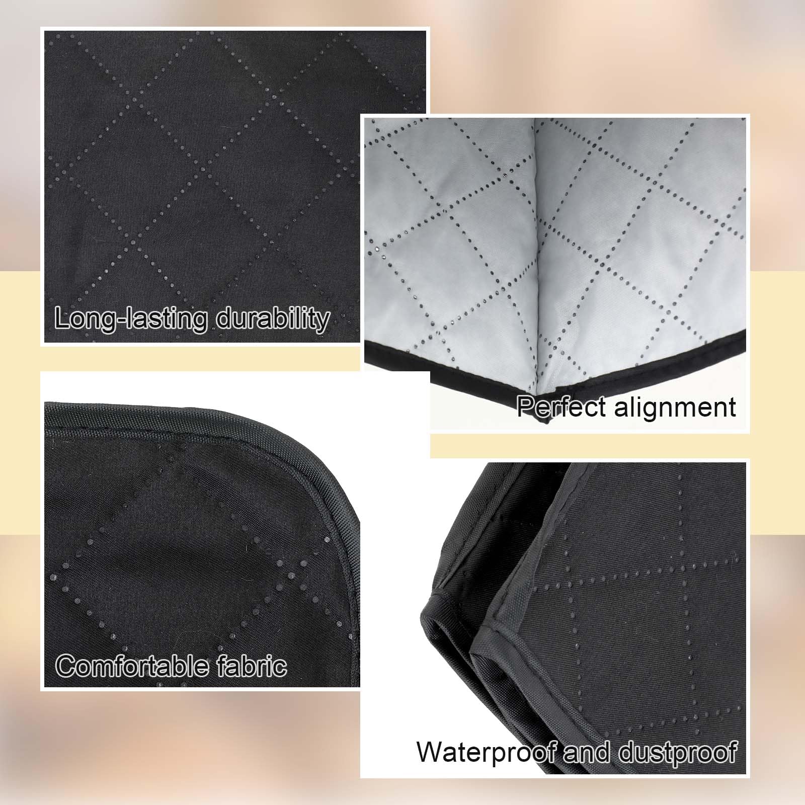 Toaster Cover 2 Slice, Two Slice Bread Machine Cover Quilted Toaster Covers Bread Maker Cover Universal Size Kitchen Appliance Cover Polyester and Cotton Quilted, Dust and Fingerprint Protection Black