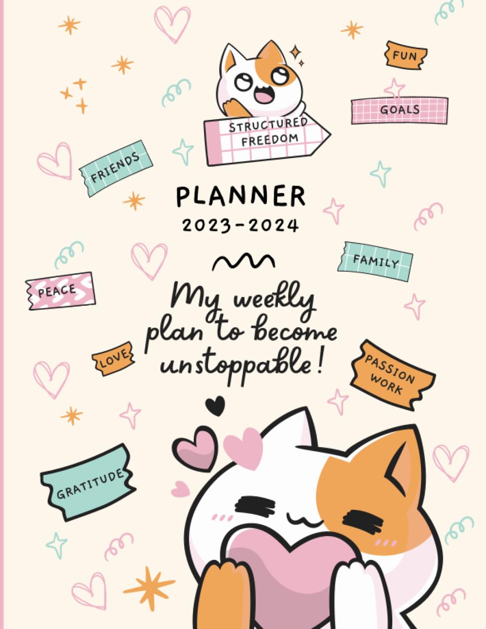 Kiko's Kawaii Planner: The Ultimate School Year 2023-2024 Organizer: Adorable Orange Cat, Pastel Colors, Monthly & Yearly Goals, Class Schedules, and Self-Care Plans ā A Fun Agenda for Women and Girls
