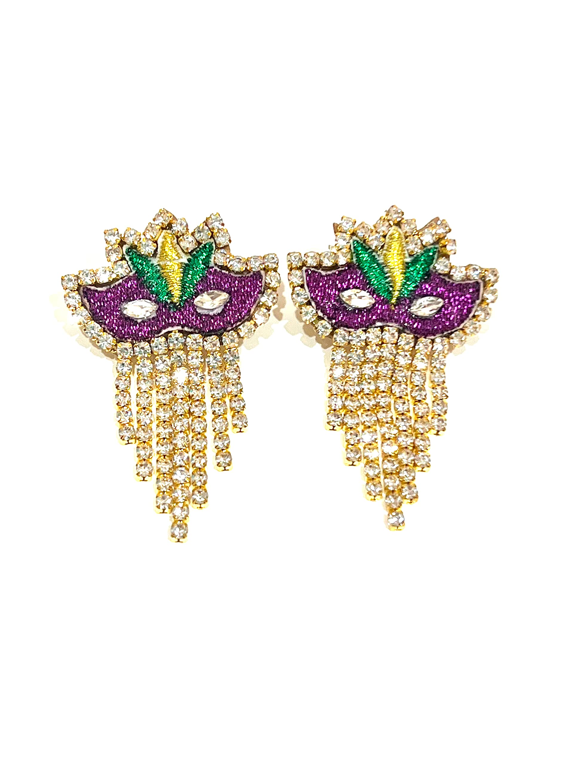 Mardi Gras Earrings, Masquerade Dangle Mardi Gras Earrings