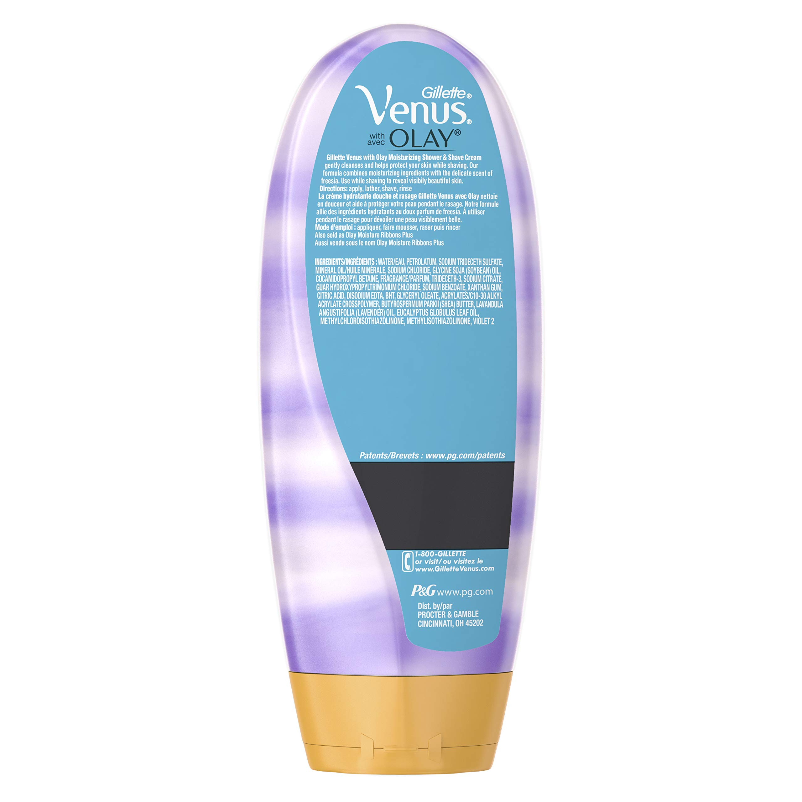 Gillette Venus Moisturizing Shaving Cream with Olay, 6 Count, 10oz Each, Freesia Scented