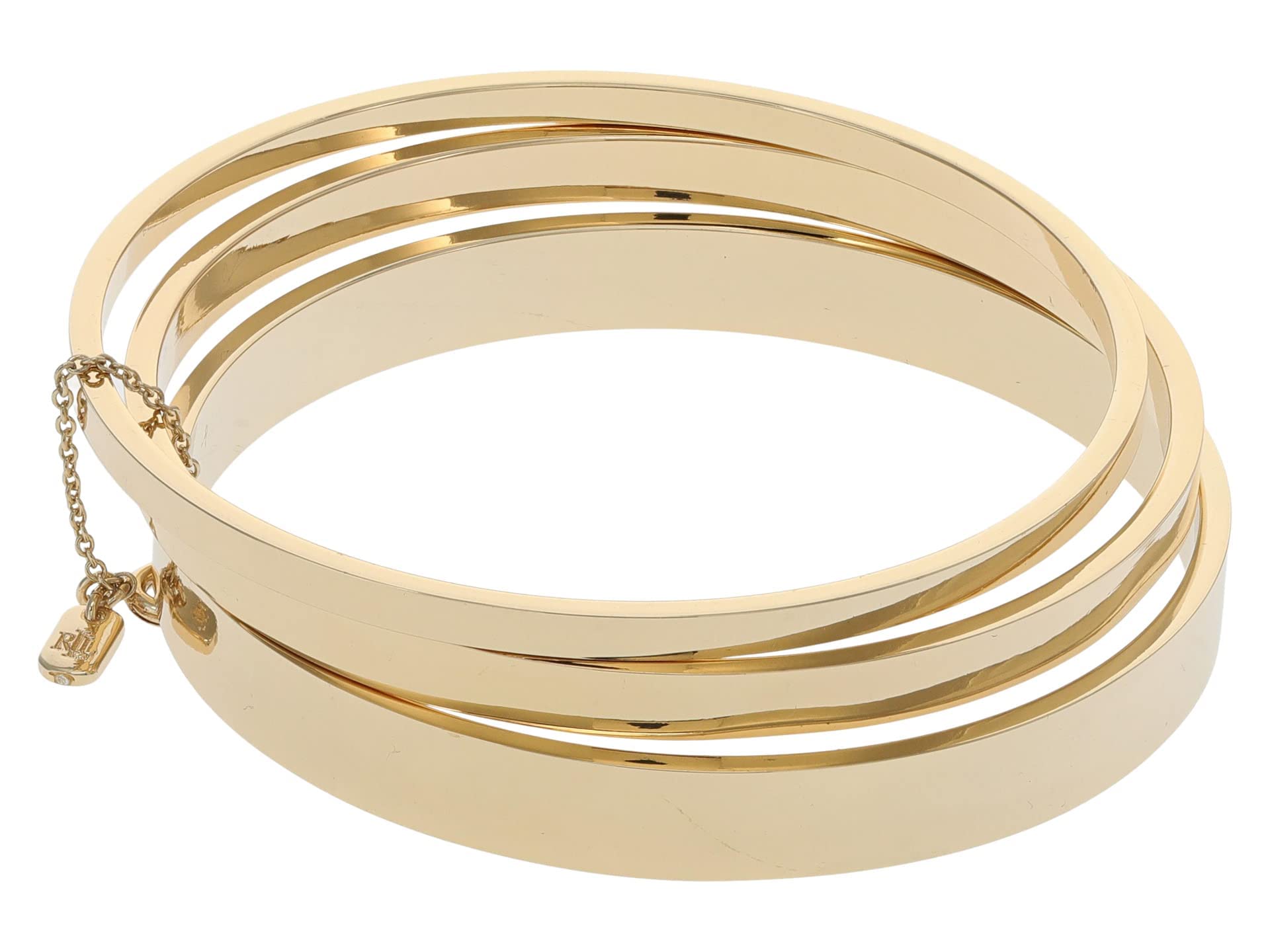 Lauren Ralph Lauren Set Of 3 Flat Metal Bangle Bracelet Gold One Size