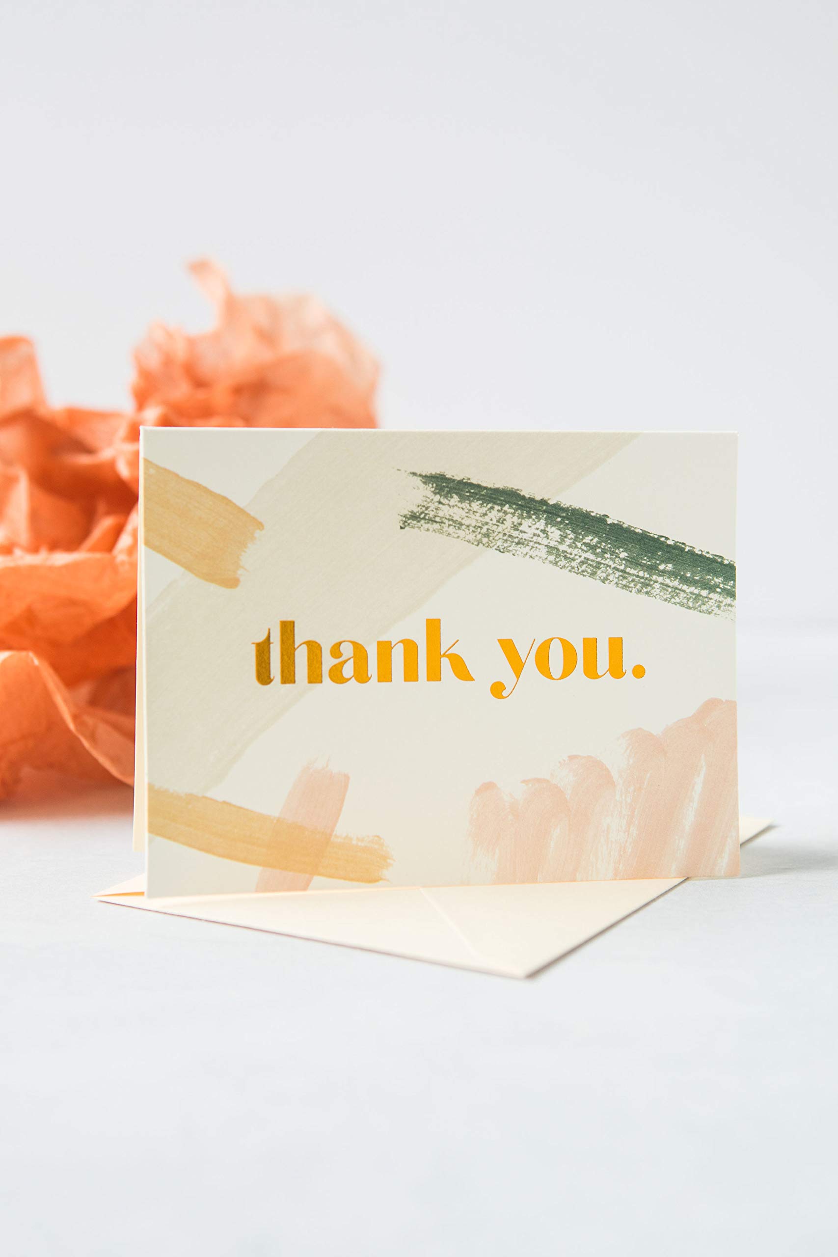 Paper + Bloom Thank You Cards | Baby Shower, Wedding - 48 Blank Gold Foil Notes with Envelope