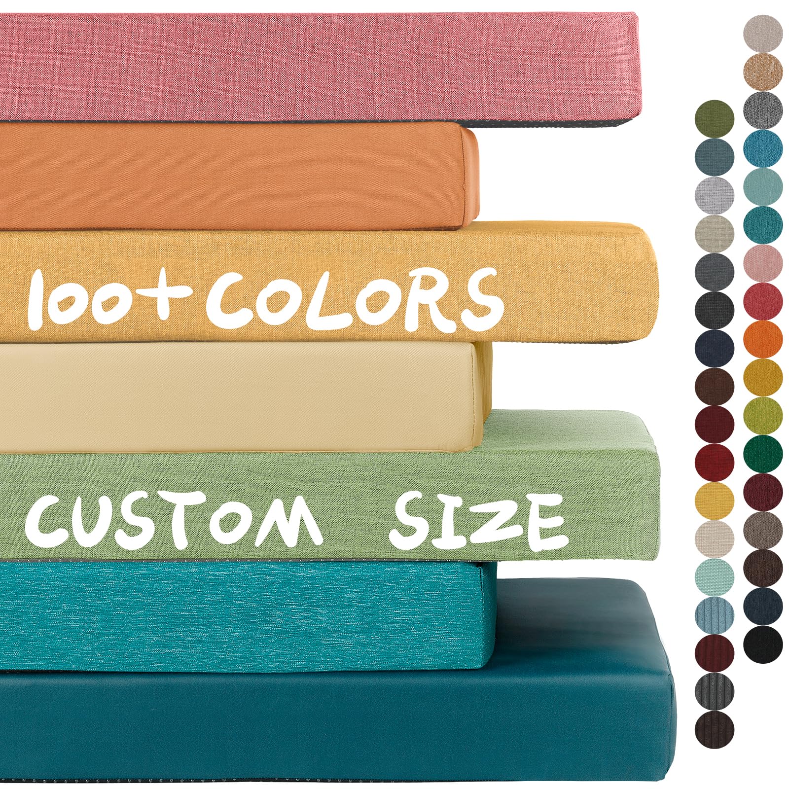 ROFIEJOX Custom Bench Cushion- Custom Size, Shape, Color, Piping for Indoor/Outdoor Furniture Cushions, Comfortable Window Seat Cushion, Waterproof Non-Slip Garden Boat RV Bench Cushions