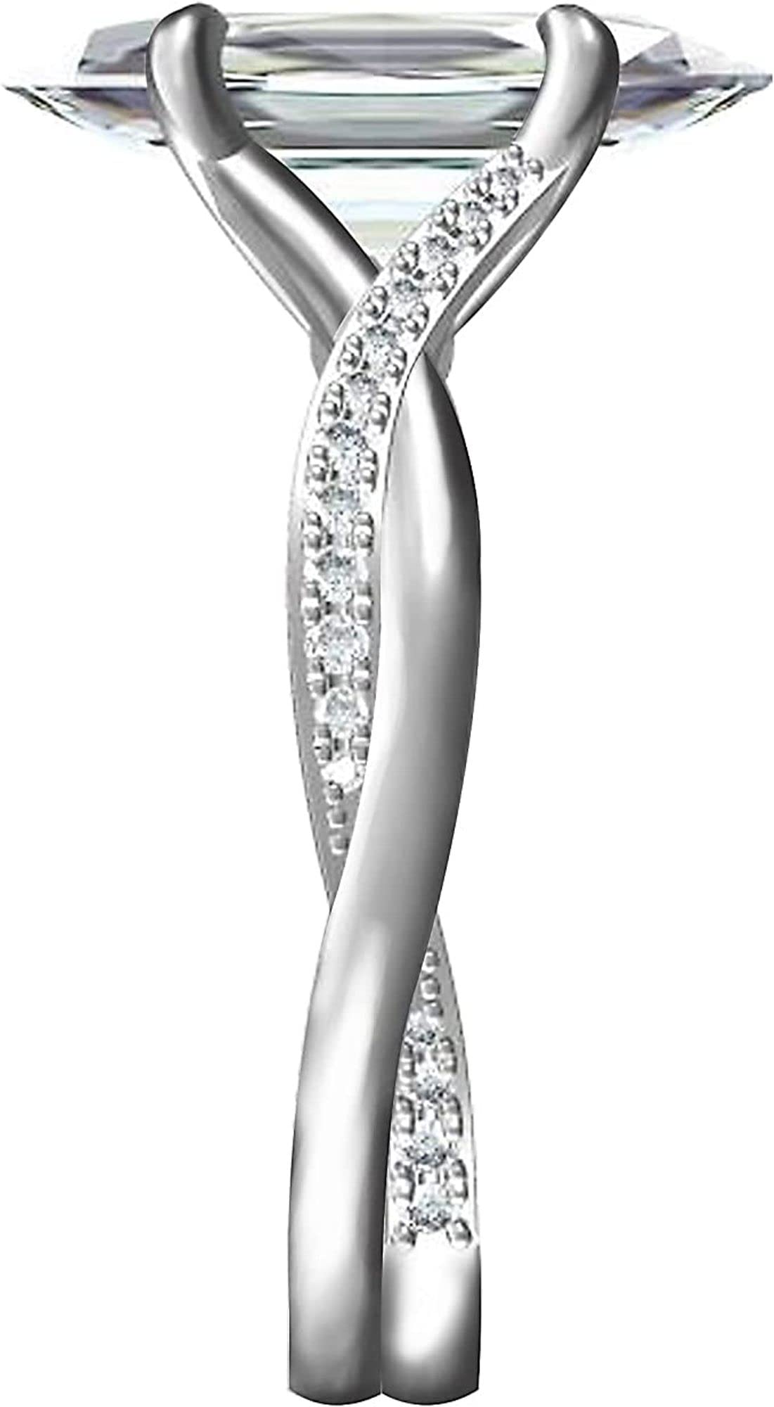 Marquise Cut Moissanite Diamond Ring 1.25CT Colorless Solid 14K White Gold Excellent VVS1 Four Claw Prong Twisted Solitaire Engagement Ring For Women Christmas Gift Wedding Gift Valentine Gift For Her (Sterling Silver, 11)
