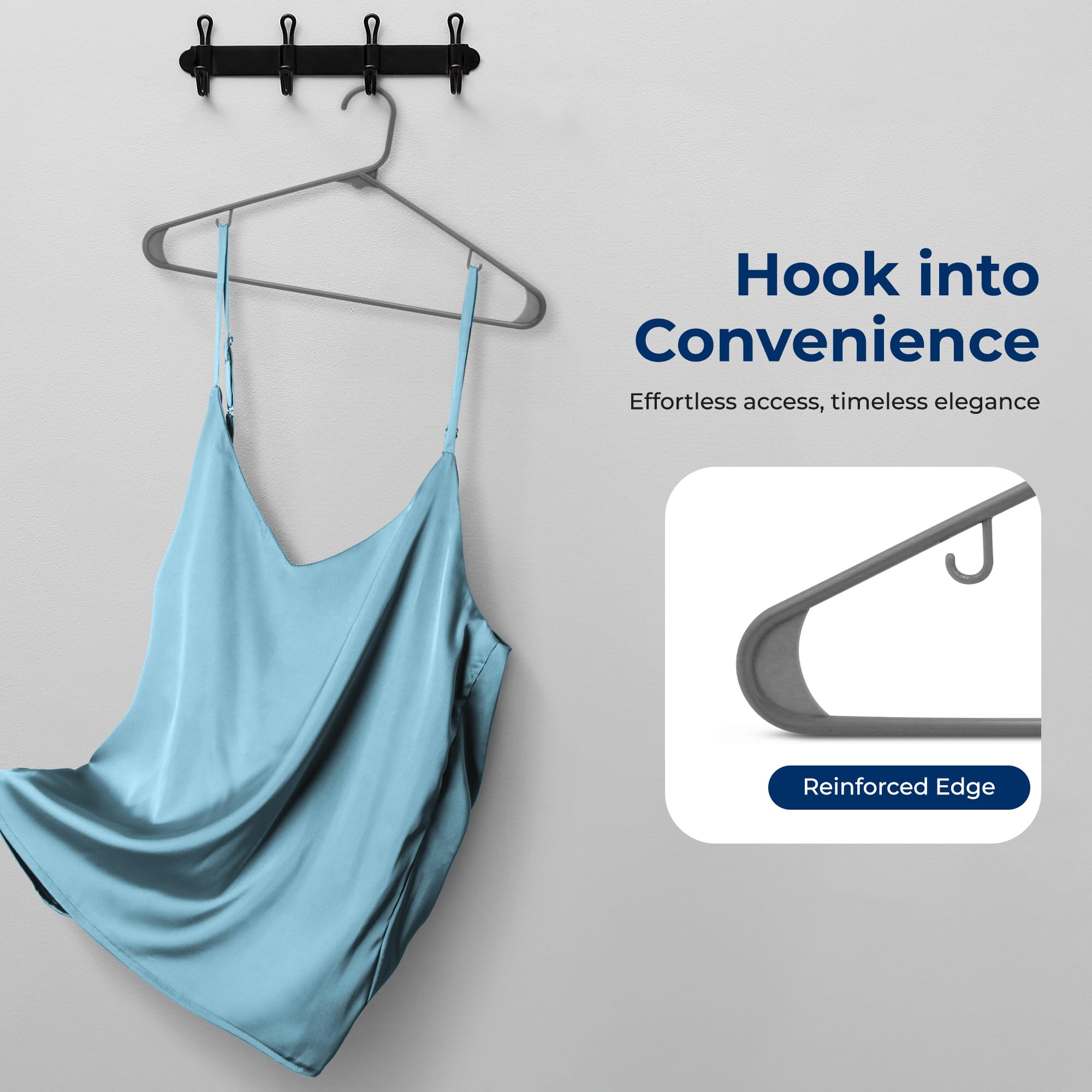 SereneLife Plastic Hangers 10 pcs, Non-Slip Heavy Duty Clothes Hanger, Smooth Finish to Protect Fabric, Lightweight, Ultra-Thin Hangers for Coats and Other Clothes (Gray)