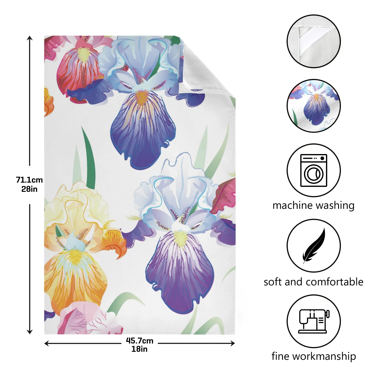 Kigai Kitchen Dish Towels Purple Iris Flower Soft Tea Towel Set of 4 Absorbent Dishcloths Hand Towels for Dish Clean Cloth 28" x 18"