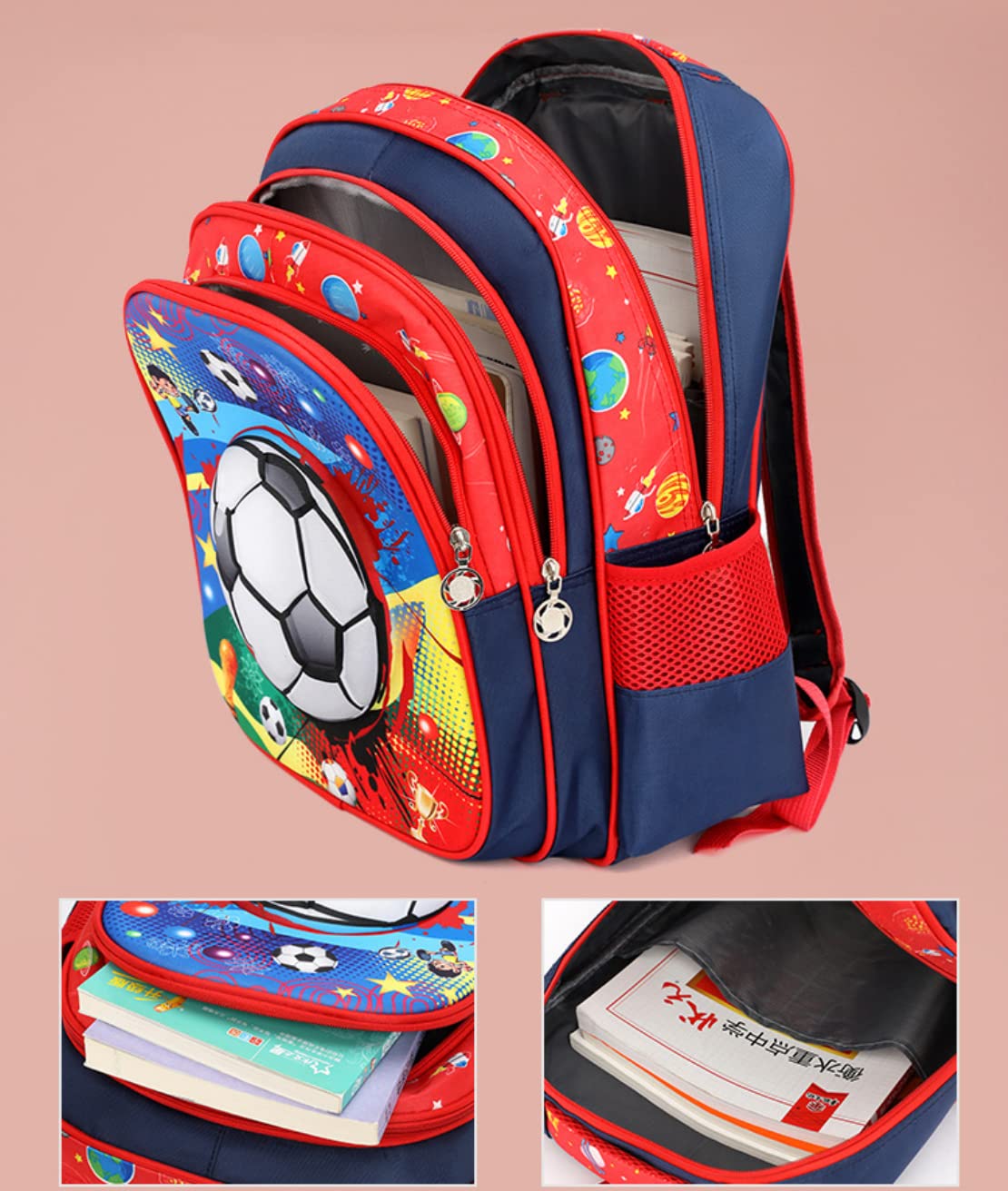 JIAJIAMIN Kid Boys 3D Print Comic Cartoon Car Backpack Kindergarten Children Snack Backpack for 3-8 Years (Red 1)