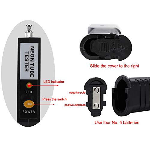 Neon Tube Tester,LED Tester,Battery Powered Portable Handheld Universal Neon Tube Lamp Fluorescent Light Bulb Tester,Lamp Diagnostic Detector,for Testing Various Lamp Light Tube(No Battery Included)