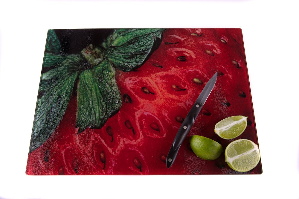 McAulay Arts Glass Cutting Board Strawberry 11.25" x 7.87"