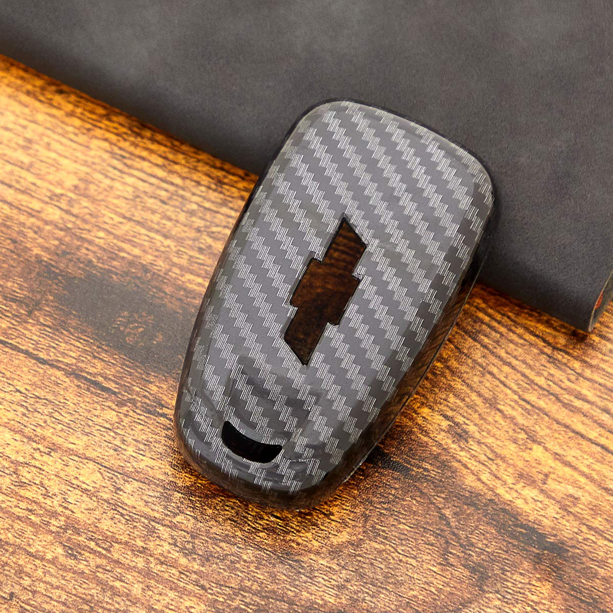 HelloAuto Key Fob Shell Case Protector Holder Compatible with Malibu Camaro Cruze Traverse Sonic Volt Bolt Equinox, Carbon Gloss Fiber Cover Case