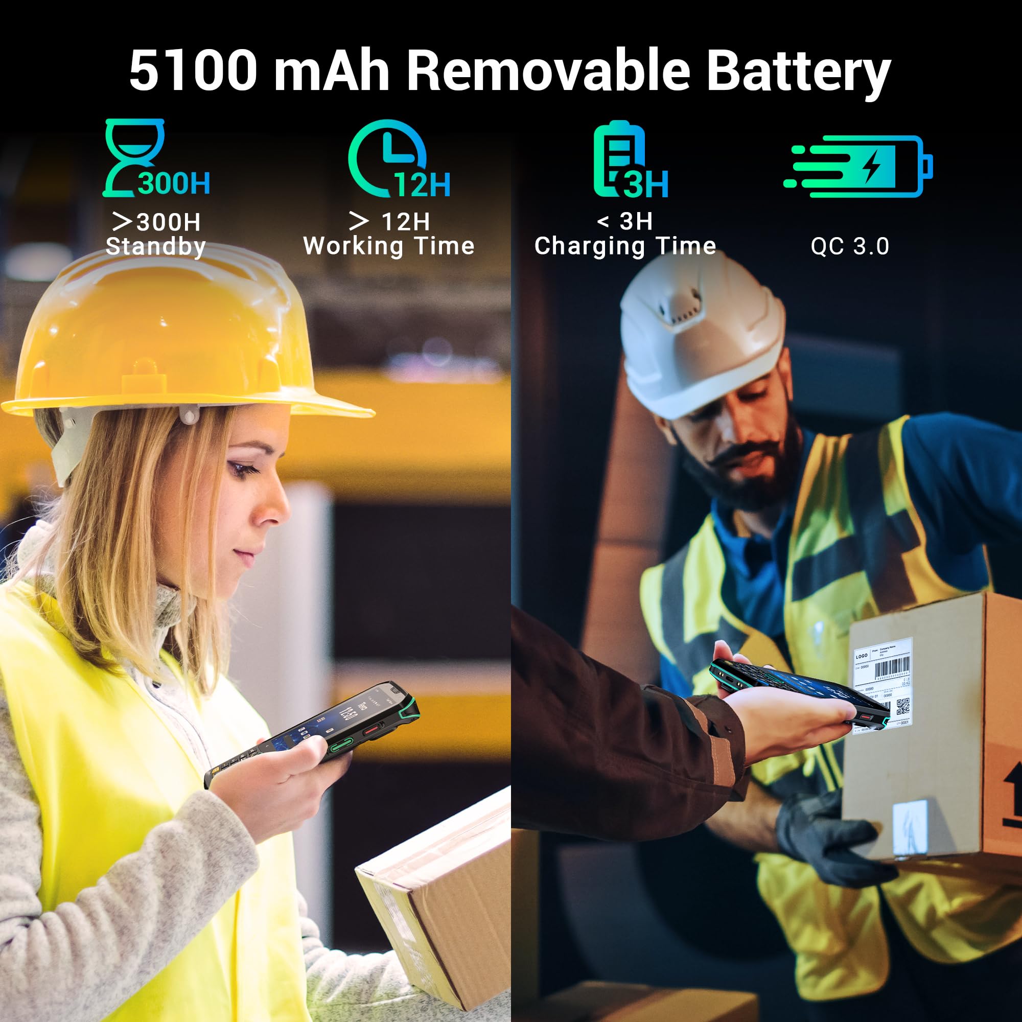 Tera Android 11 Barcode Scanner PDA: HS7 Scan Engine 26 Keys IP67 Rugged 4+64GB 5100 mAh Battery QC 3.0 Fast Charge 4β Touch Screen Mobile Terminal for Warehouse Inventory Scanner P400
