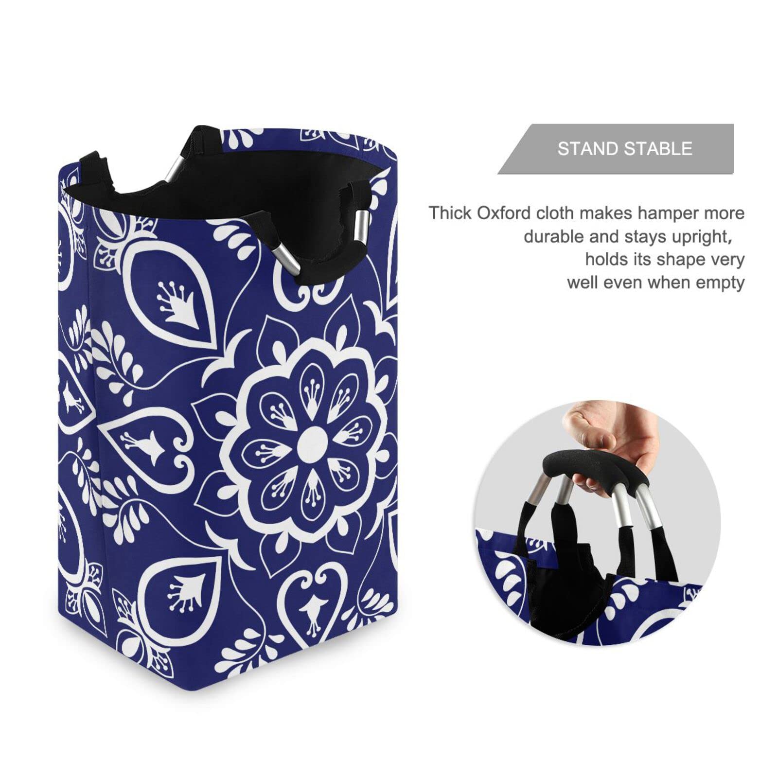 JUMBEAR Mexican Talavera Laundry Basket Collapsible Large Clothes Hamper Nursery Storage Bin with Handle for Bedroom, Bathroom, Dorm, Kids Room