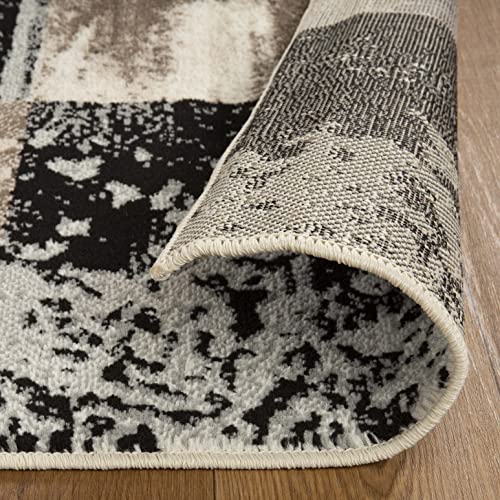 SUPERIOR Indoor Large Area Rug, Modern Abstract Style with Jute Backing, Floor Decor for Office, Living Room, Dorm, Kitchen, Dining, Entryway, Hardwood Throw, Brentwood Collection, 8' x 10', Beige