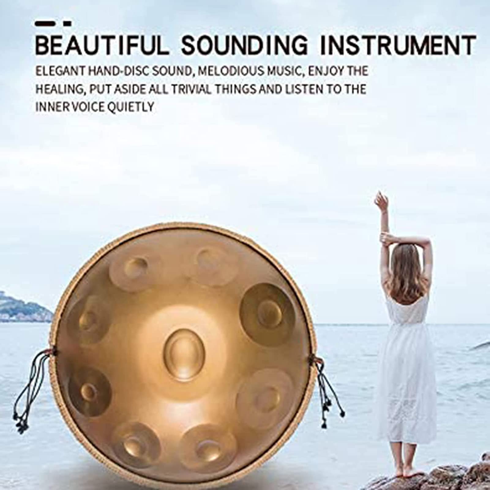 MFYDPP 432Hz Handpan Steel Drum,9 Notes 22 Inch Steel Tongue Drum with Soft Hand Pan Bag,Harmonic Percussion for Sound Healing, Personal Meditation,Yoga