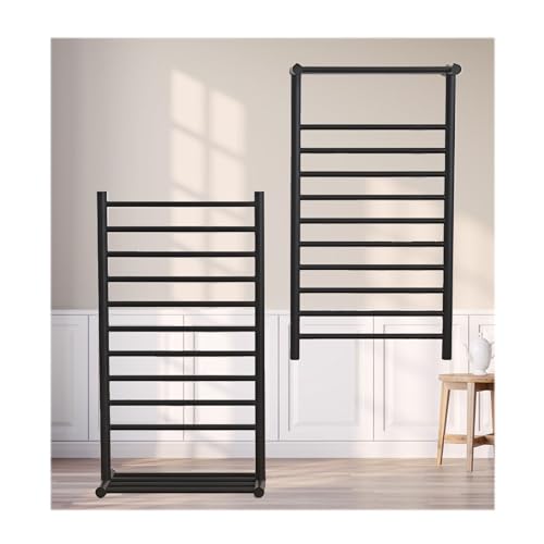 Towel Warmer for Towels Bathrobes and Blankets,Wall Mounted Heated Towel Rack Fast Heating,Stainless Steel Heated Drying Rack,Brushed Gold,Plug in (Black Plug in)