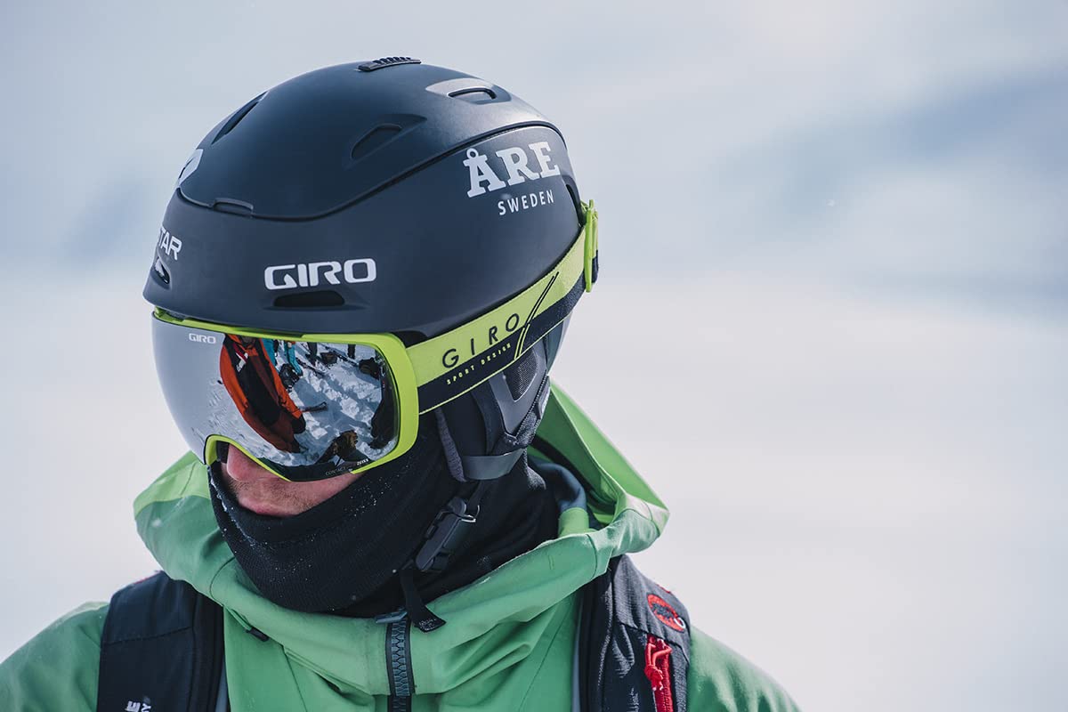Giro Contact Ski Goggles - Snowboard Goggles for Men & Women - Black Wordmark Strap with Vivid Ember/Vivid Infrared Lenses