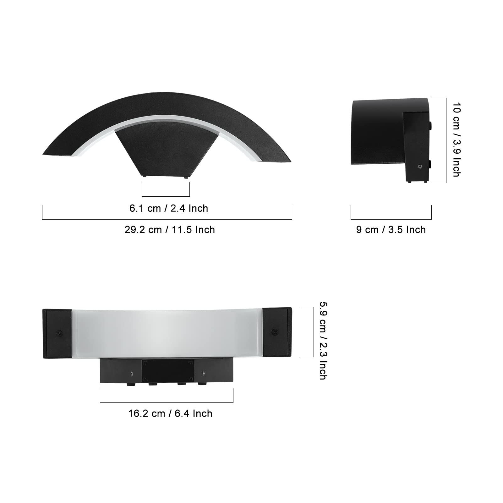 Phenas 18W LED Wall Light Exterior Waterproof LED Wall Sconce Light Outdoor LED Wall Lamp Black for Porch Patio Garden Villa Courtyard Backyard Terrace, Cold White