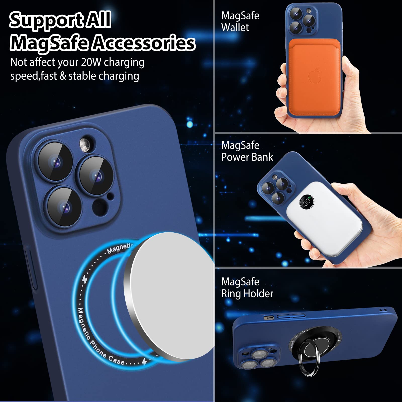 HADVZQ 2023 New Magnetic Design for iPhone 14 Pro Max Phone Case [Military Grade Drop Test][Compatible with MagSafe] Matte Case for iPhone 14 Pro Max Case (6.7 inches), Mystery Blue
