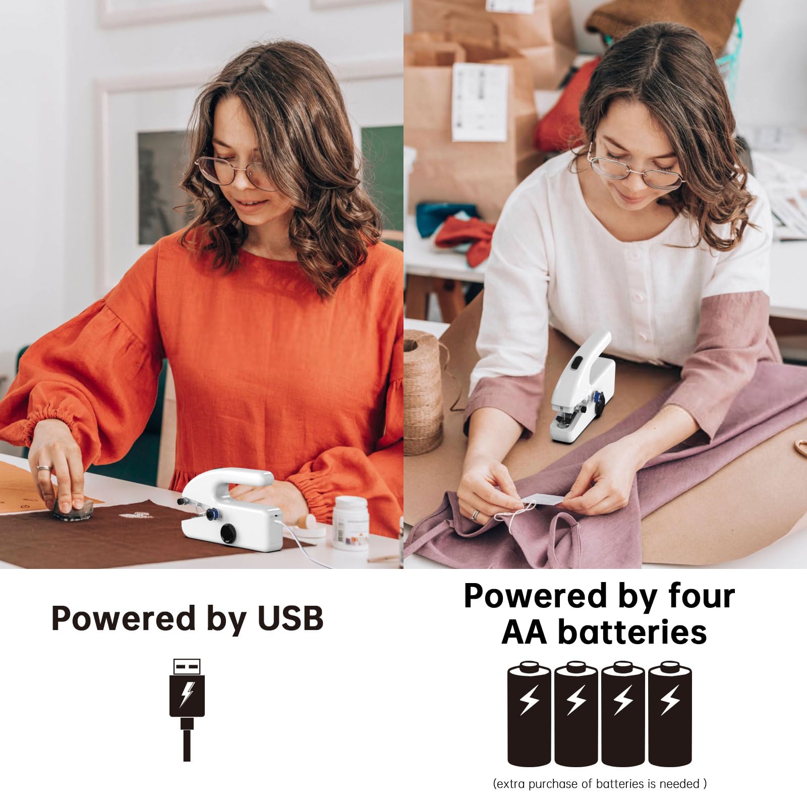 Handheld Sewing Machine,Two dear,Mini sewing machine,Easy to Use and Fast Stitch Suitable for Clothes,Fabrics, DIY Home Travel Electric Handheld Sewing Machine for Beginners