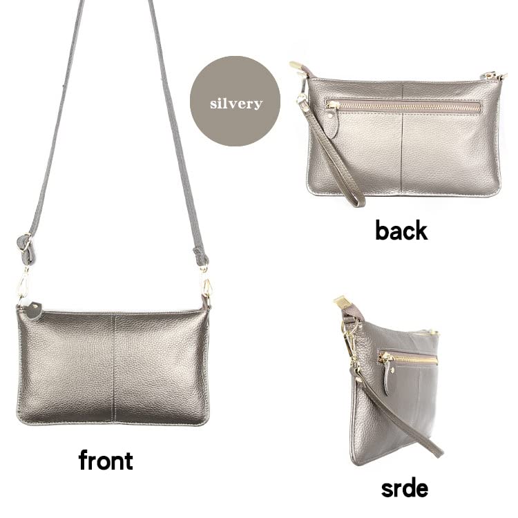 Lecxci Leather Crossbody Purses Clutch Phone Wallets with Card Slots for Women (Coffee Silver)