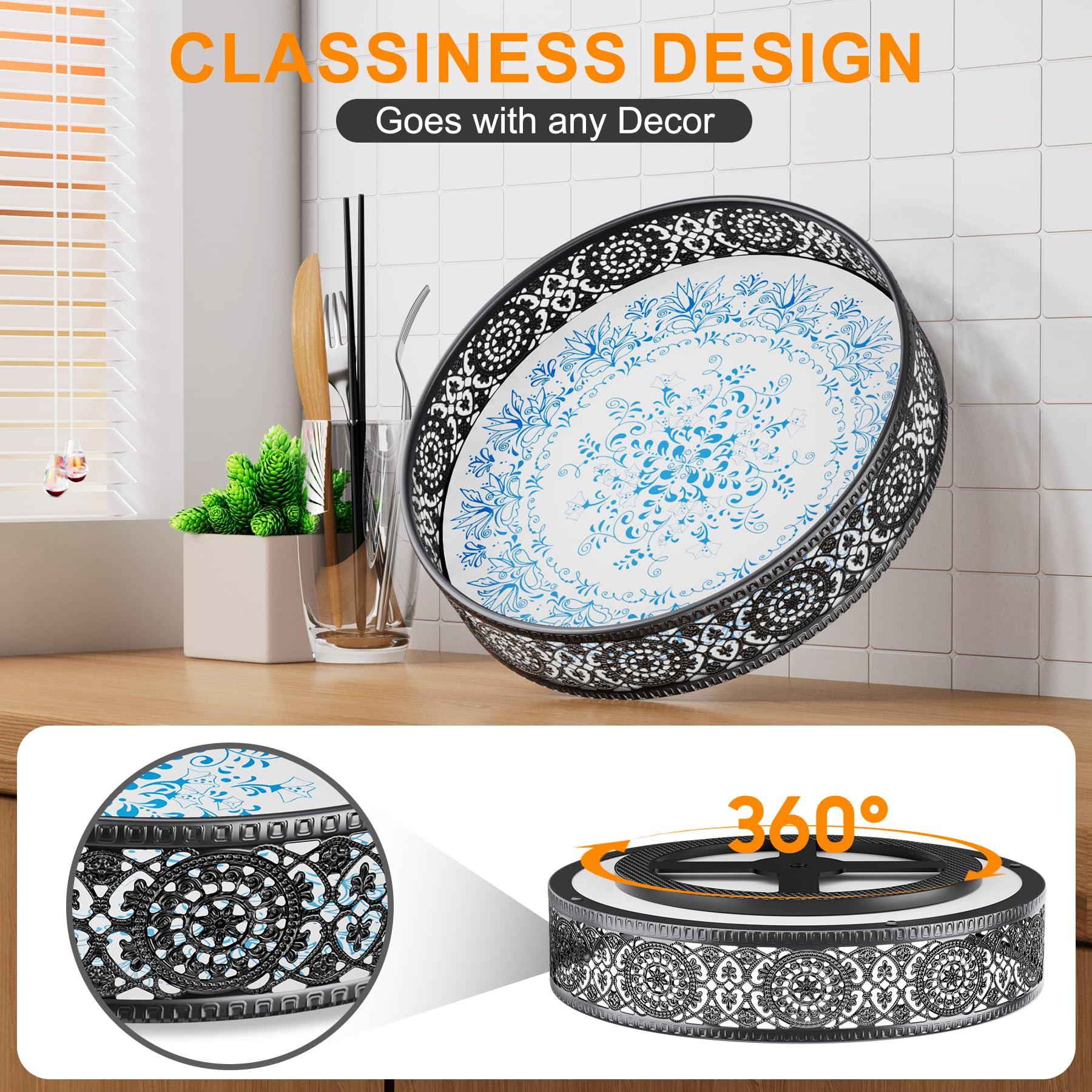 Iirios 12 Inch Lazy Susan Organizer, Lazy Susan for Cabinet Metal Lazy Susan Organizer Spice Rack with Non-Slip Pad, Lazy Susan Rotating for Kitchen Bathroom Pantry Vanity