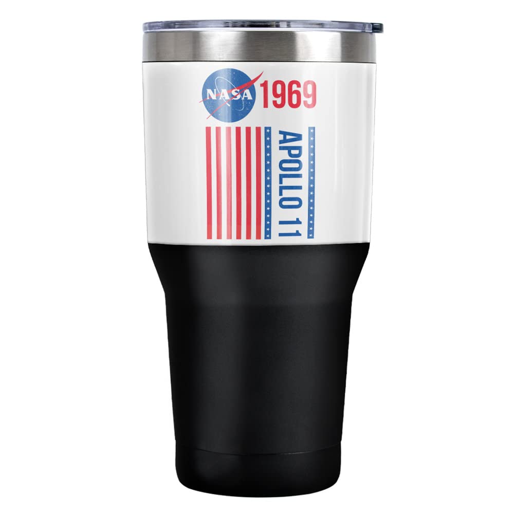 LOGOVISION NASA Apollo 11 1969 Flag Stainless Steel Tumbler 30 oz Coffee Travel Cup, Vacuum Insulated & Double Wall with Leakproof Sliding Lid | Great for Hot Drinks and Cold Beverages