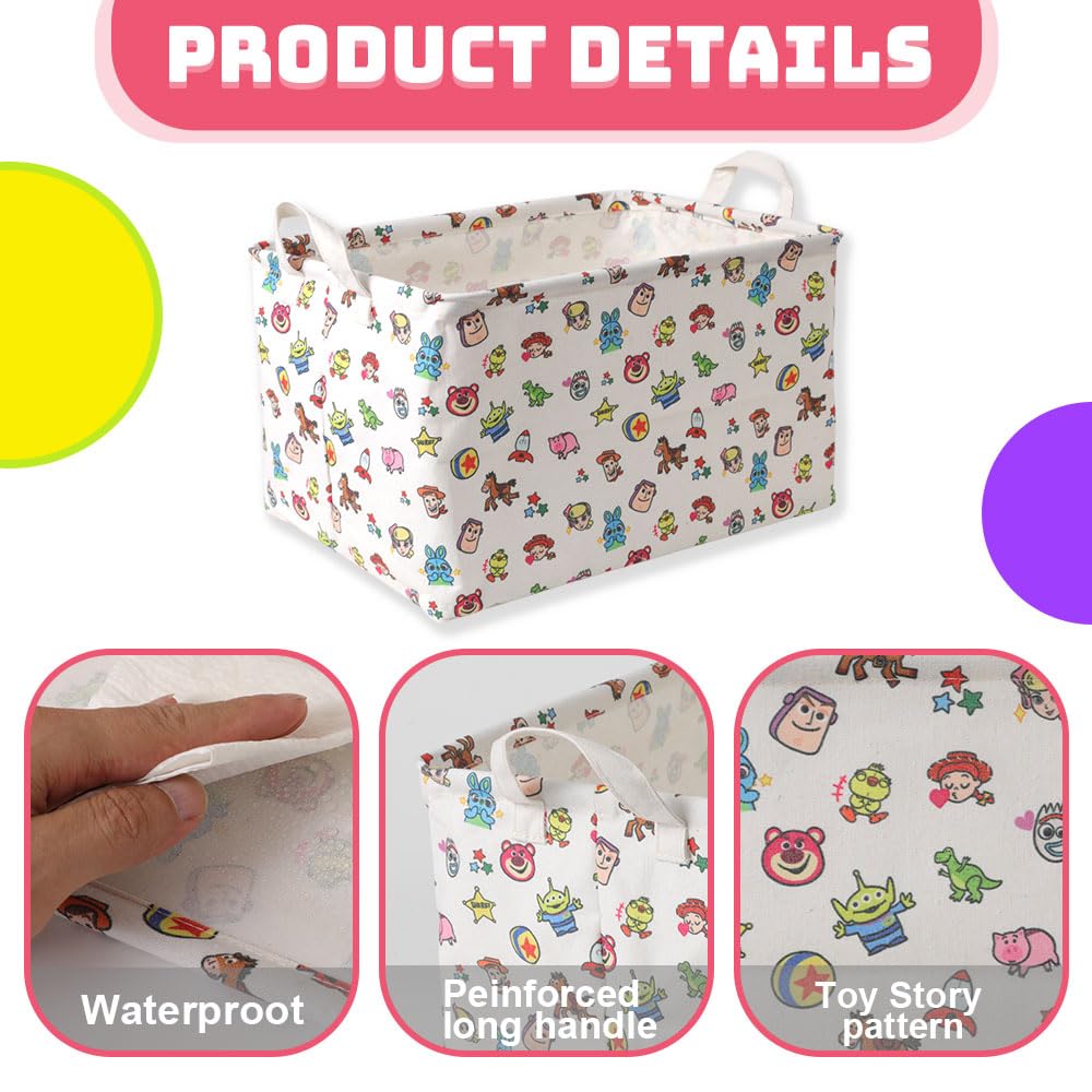 Toy Inspired Nursery Storage Basket, Large Barrel Rectangular Canvas Laundry Hamper With A Waterproof PE Coating, Foldable, for Kids, Bathroom and Bedroom Set, Clothes,Toys Bin.