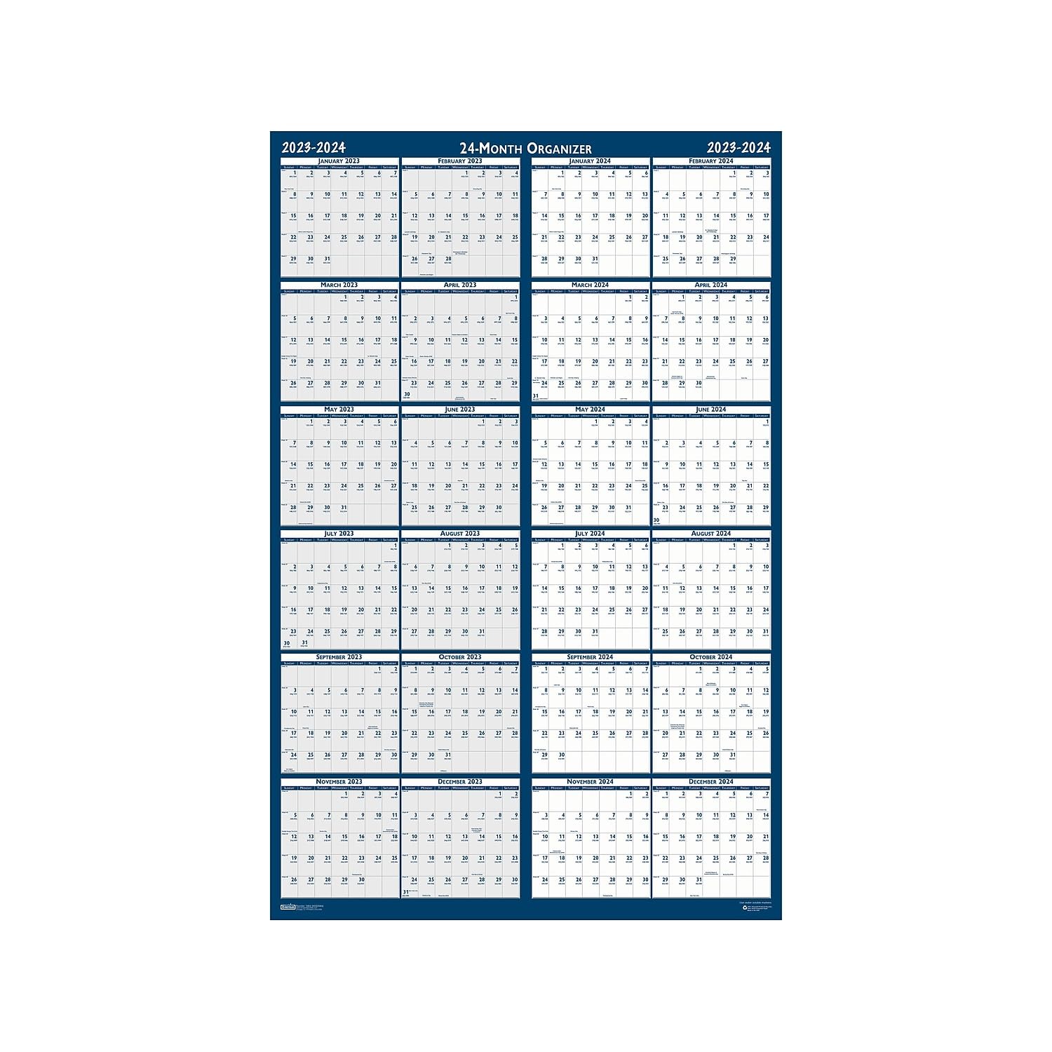House of Doolittle 2023-2024 2-Year Laminated Reversible Wall Calendar, Horizontal/Vertical, 24 x 37 Inches, January - December (HOD3964-23)