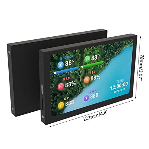 predolo 5 inch IPS Secondary Screen, Computer Multifunction CPU GPU RAM HDD Display TF Card Slot Brightness Stepless Adjustable 800x480 sub Screen, Black
