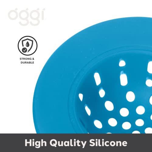 OGGI Silicone Sink Strainer- Great Kitchen Sink Strainer, Sink Drain Strainer, Drain Stopper, Sink Plug, 4.6˝ Diameter Rim, Turquoise