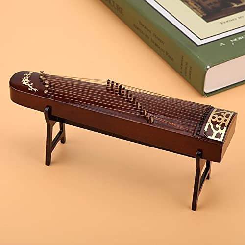 MHYFC Miniature Wooden Chinese Zither Musical Instrument Model Display Mini Ornaments Craft Home Decor