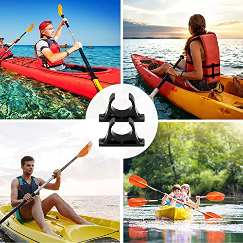 Housedeco Kayak Paddle Holder Clips(Including Screws),Deck Mounted Universal Kayak Paddle Clip & Fishing Net Clip (2Pcs Black)