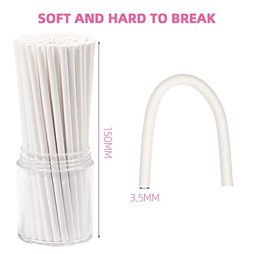 Lollipop Sticks, 200PCS White Paper Lollipop Sticks 6 Inch Lollipop Treat Sticks Sucker Stick for Chocolate,Cake Topper,Rainbow Candy, Cake Pops(3.5mm)