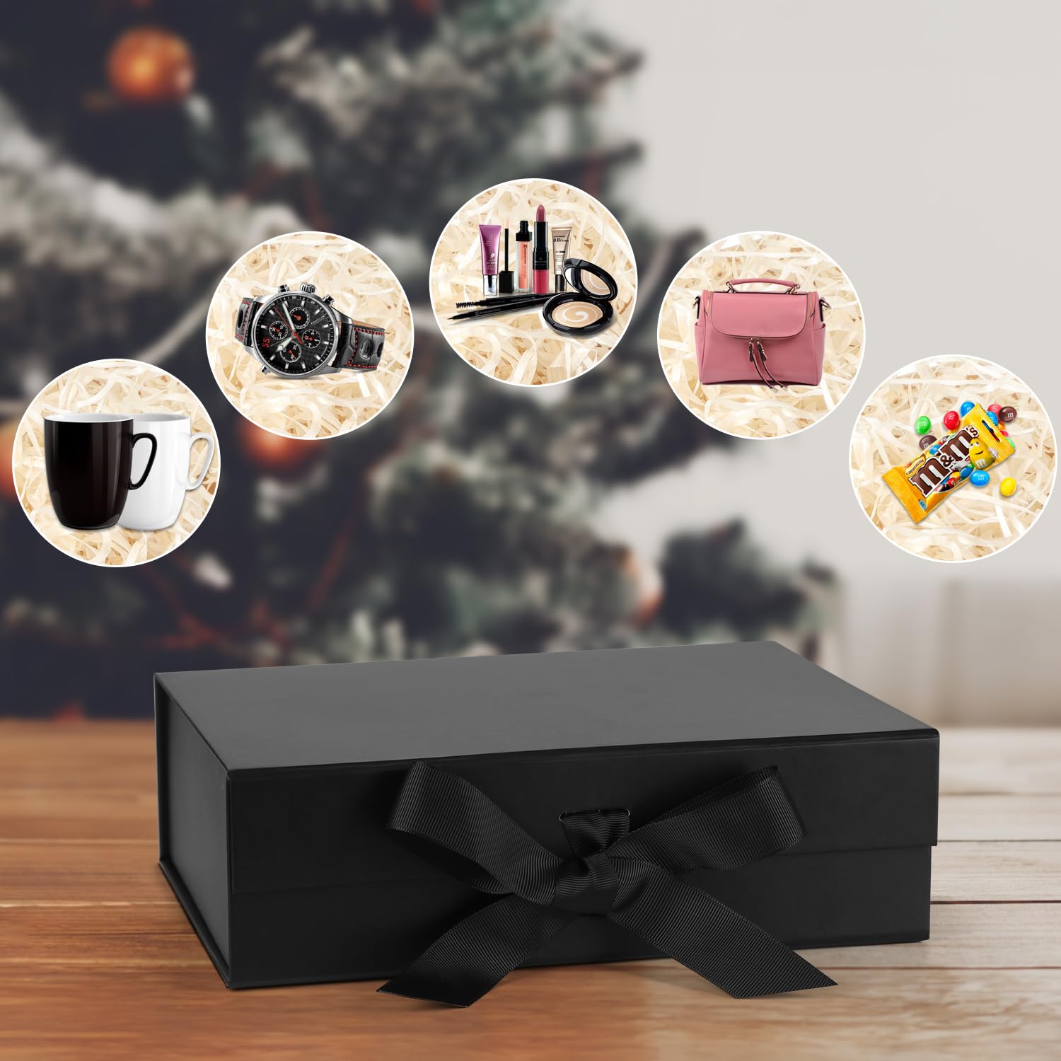 Gift Box with Ribbon, Collapsible Gift Box with Magnetic Closure Lid 8x8x4 Inches,Bridesmaid Proposal Box, Magnetic Gift Box for presents,Luxury Gift Box for Present (Blue)