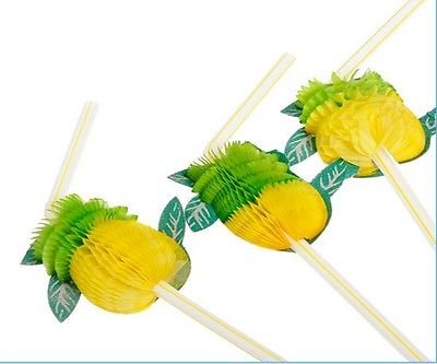 New 50Pcs Hawaiian Theme 3D Fruit Summer Party Colorful Cocktail Drink Straw Funny FBA